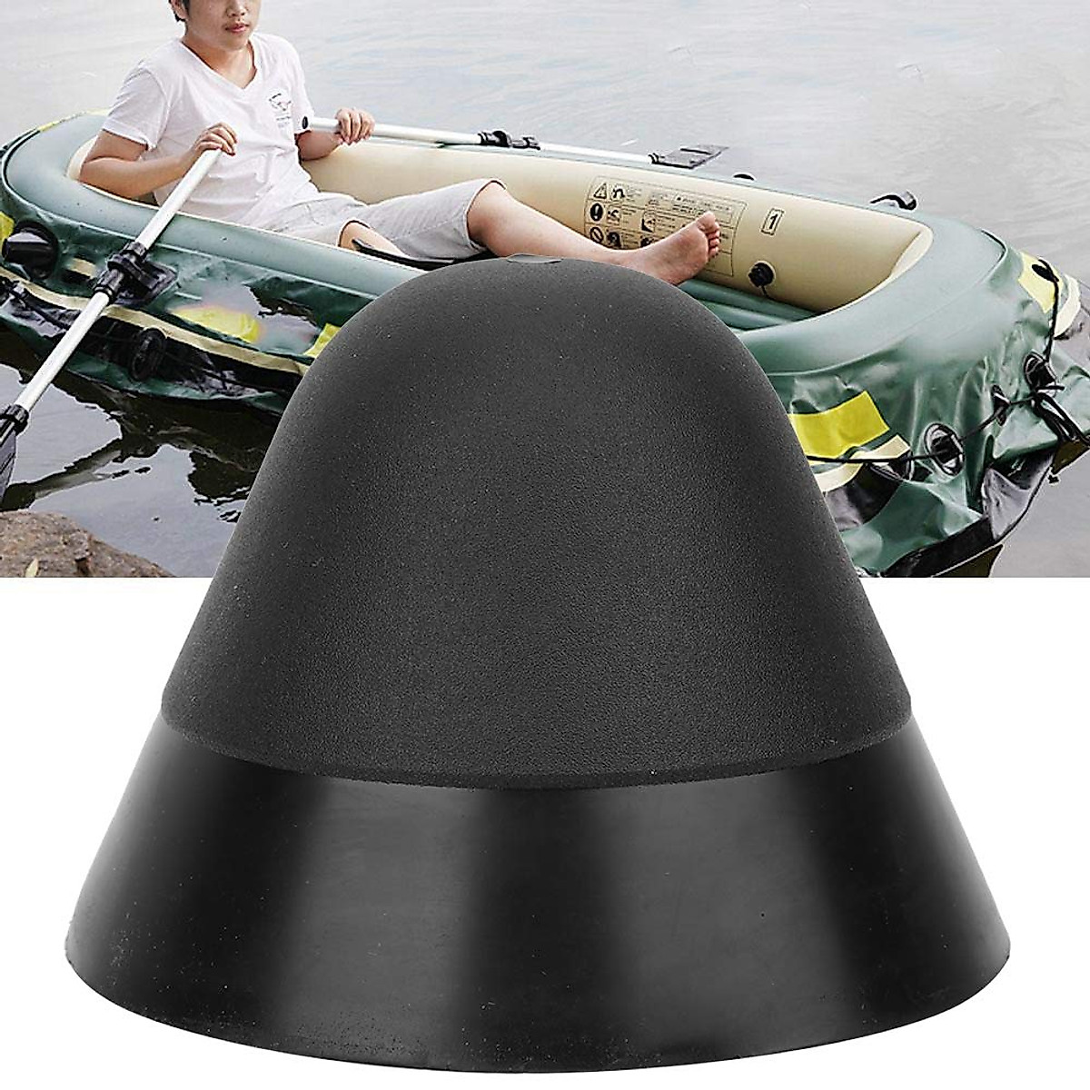OUKENS Boat Head Protector, Black PVC Anti-Collision Head Boats 90 Degree Protector Kayak Cone Accessory for Inflatable Boat Canoe