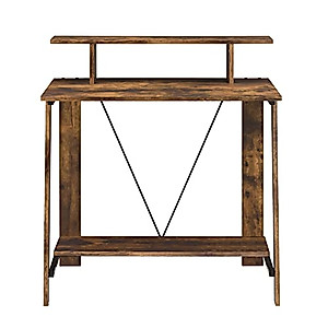 Moon Story Acme 32'' Small Desks for Small Spaces Corner Computer Desk for Bedrooms Writing Desk with Top and Bottom Shelves for Study Home Office(Oak)