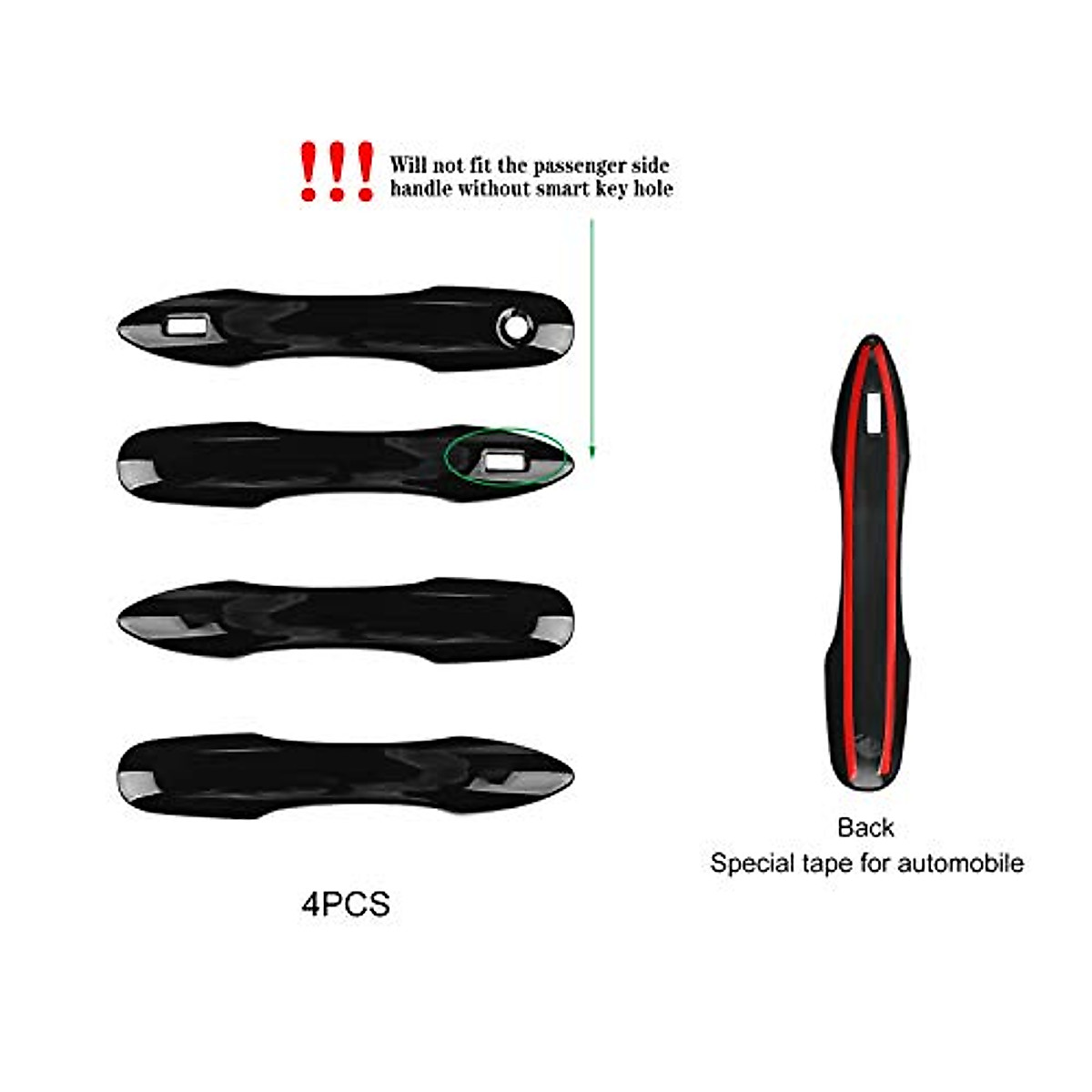 CKE Glossy Black for Toyota Camry 2023 2022 2021 2020 2019 2018 for Toyota Corolla Avalon 2023 2022 2021 2020 2019 Accessories Exterior Door Handle Cover Trims with 2 Smart Entry Holes