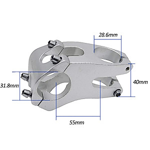 UPANBIKE 31.8mm Bike Stem Aluminum Alloy Length 50mm Bicycle Handlebar stem for Mountain Bike Road Bicycle(Silver)