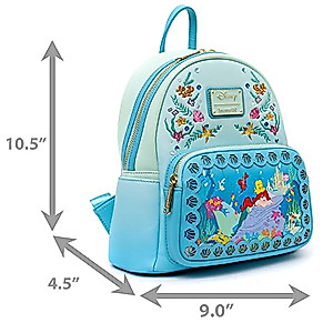 Loungefly Disney The Little Mermaid, Princess Stories Series Ariel Mini Backpack, Flounder Sebastian