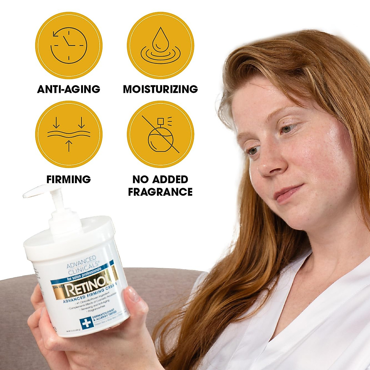 Advanced Clinicals Retinol Body Cream + Retinol Serum 2PC Bundle | Crepey Skin Care Treatment | Face Serum & Body Cream Firming Skincare Set & Kits For Wrinkles, Fine Lines, & Sagging Skin, 2pc Set