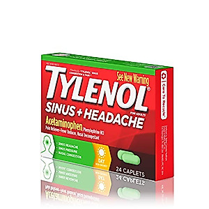 Tylenol Sinus + Headache Non-Drowsy Daytime Caplets with Acetaminophen & Phenylephrine HCl, 24 ct