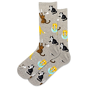 Hot Sox womens Crew Socks, Gray, 9 11 US