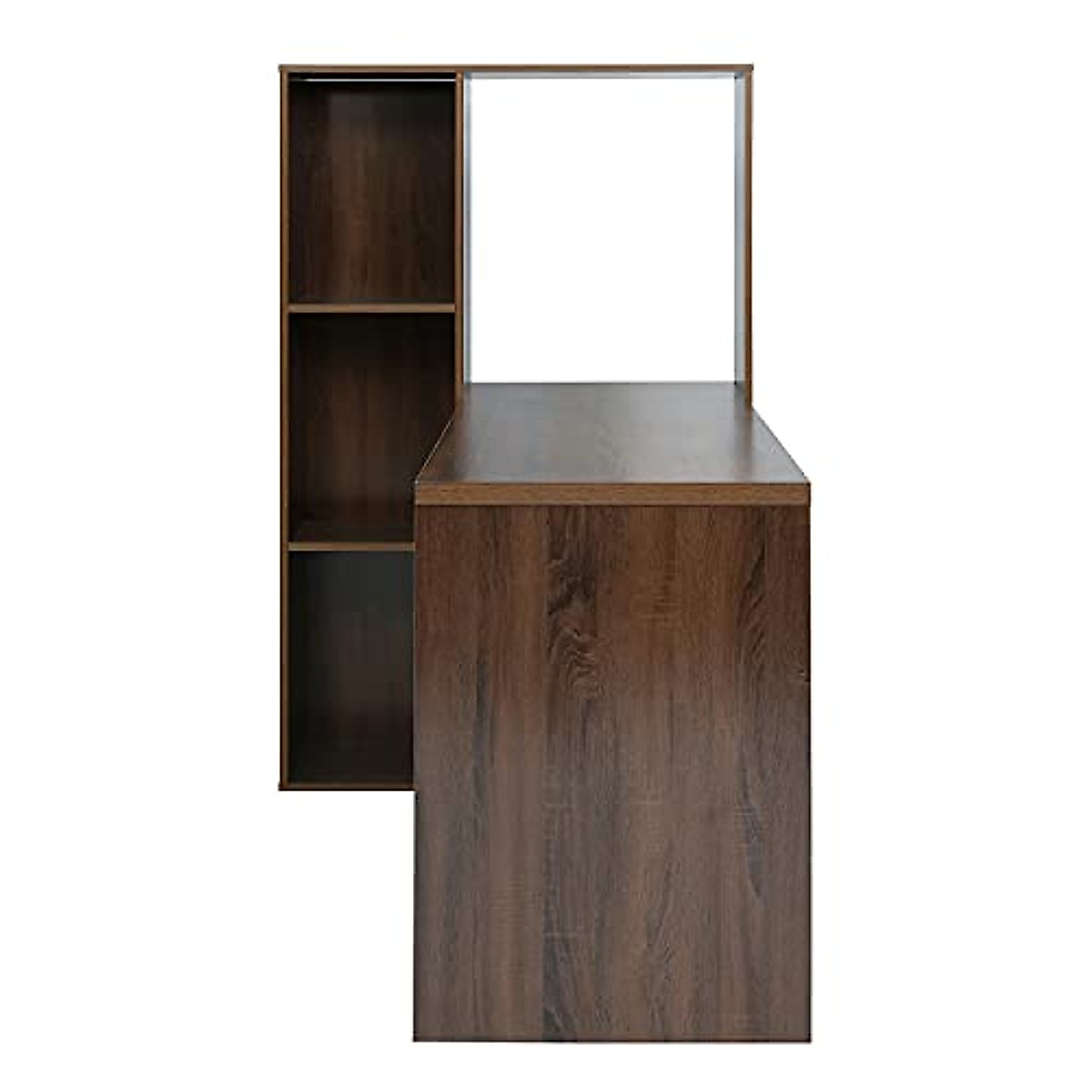 Haplized Modern Minimalist L-Shaped Office Computer Desk with 6-Tier Open Storage Shelf - Ideal for Office, Learning, and Gaming (Walnut)