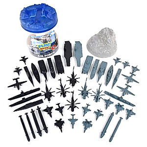 Military Air Force Bucket – 47 Assorted Battleships and Accessories Toy Play Set for Kids, Boys and Girls | Plastic Boat and Plane Figures with Storage Container