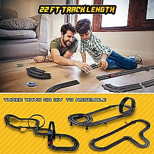 Slot Car Race Track Sets Toys for Kids with 4 Slot Cars & 22 FT Dual Racing Game Lap Overpass Track, High-Speed Race Car Track Toys for Boys, Gifts for 6-8 8-12 Boys Girls