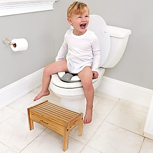 Growing Up Green Bamboo Bathroom Step Stool for Kids Using The Toilet and Sink - Kids Step Stool, Potty Training, Non-Slip, Bathroom, Kitchen, Lightweight