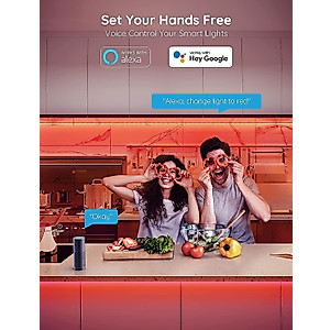 Govee Smart WiFi LED Strip Lights, 32.8ft RGB Light Strips Work with Alexa & Google Home, App Control Music Sync Lights with Protective Coating, Led Lights for Bedroom, Kitchen, Party, Ceiling