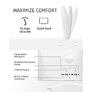 HP 21 All-in-One PC, AMD 3020e Processor, 4 GB RAM, 128 GB SSD Storage, 20.7-inch Full HD Display, Windows 10 Home in S Mode, Adjustable Screen, Privacy Camera, Dual-Array Mics (21-b1010, 2021)