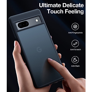 TORRAS Shockproof Designed for Google Pixel 7a Case, [Military Grade Drop Tested] Translucent Slim Protective Matte Hard Back & Soft Edge Cover Phone Case for Google 7a Case 5G Guardian, Black