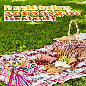 12 Pcs Rainbow Ribbon Wooden Waldorf Toys Creative Waldorf Hand Kite Set Streamers with Wood Ring Sensory Learning Educational Toy for Playroom Dancing Birthday (Bright)