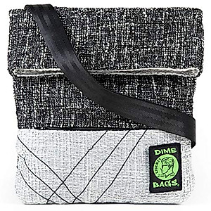DIME BAGS Large Multi-Purpose Bag | Cross Body Hemp Purse with Adjustable Strap & Airtight Baggie Included (Large, Static Black)