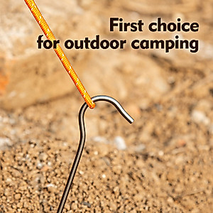 TiTo Titanium Shepherd Hook Tent Stakes Tent pegs Tent Stakes Dia 3.5mm and Length 165mm About 8.2G.(6-Pack) (Silver)