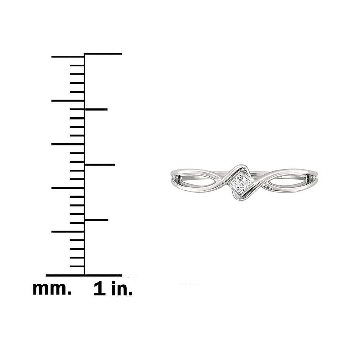 Beyond Brilliance 1/10 Carat Diamond, Channel-Set 10kt White Gold Princess Cut Diamond Promise Ring (I-J, I1-I2) Natural Diamond Rings For Women | Gift Box Included