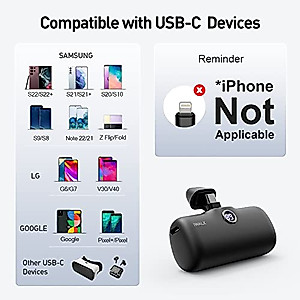 iWALK LinkPod Portable Charger, PD USB C Power Bank [2023 Upgrade] Small Fast Charging Docking Battery with LED Display Compatible with Samsung S23,S22,S20,S10,Note 20/10,LG,Android Phones, Black