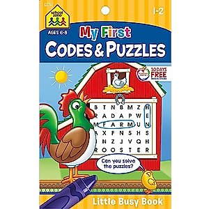 School Zone - My First Codes & Puzzles Workbook - Ages 6 to 8, 1st Grade, 2nd Grade, Activity Pad, Crossword Puzzles, Word Search, Riddles, and More (School Zone Little Busy Book™ Series)
