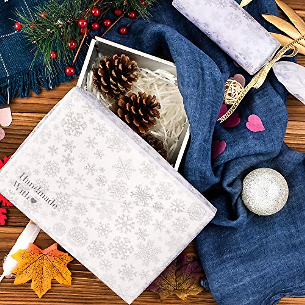 Whaline Snowflake Tissue Paper 20" x 28" Christmas Metallic Acid Free Wrapping Paper Bulk Big Size for Home, DIY and Craft, Gift Bags New Year Decorations, 60 Sheets (Silver)