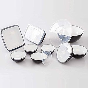 9 Piece Plastic Food Storage Containers w/lids with 2 injection colors. Multi sizes Containers. Microwave/Freezer & Dishwasher Safe - Steam Release Valve. BPA/Free (Black)