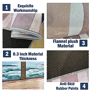 Orange Black Grey Wavy Kids Rugs, Abstract White Moire Geometric Art Thick Soft Plush Area Rugs, Breathable Durable Carpet, Machine Washable Mat for Hardwood Floors Decor 2' x 3'