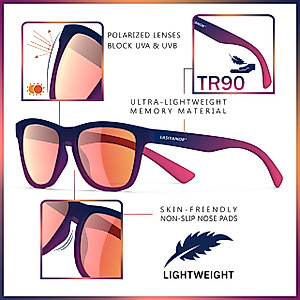 Lasiyanor Lightweight TAC Square Polarized Sunglasses TR90 Frame UV400 Trendy Designer Sun Glasses for Women Men