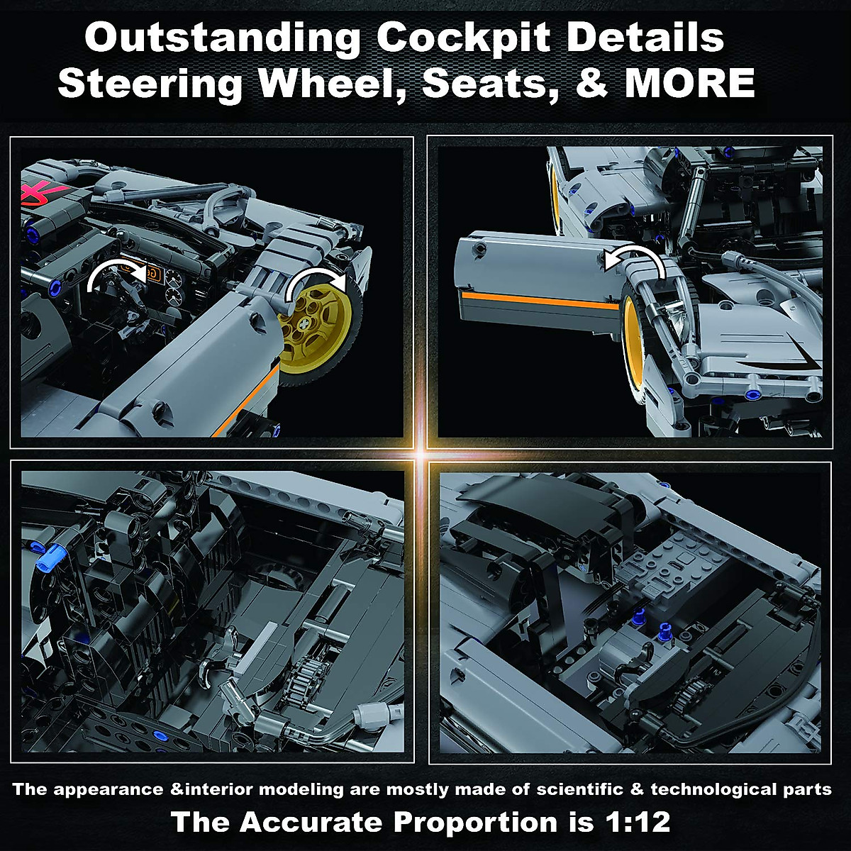 Build Your Own Supercar Kit | NEW 2023 Model Race Car Technic | STEM Building Blocks Set Toy for Kids & Adults | Build a Famous Racing Car Kit | for 8+ Year Olds Boys&Girls, Engineering Sports Car Toy