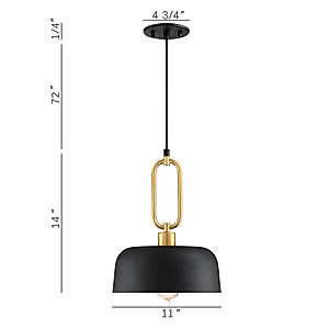 Giiland Industrial Pendant Lighting Fixture, 3-Pack Black Metal Shade Hanging Light for Kitchen Island Dining Room, Adjustable Length Dome Chandeliers