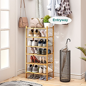 viewcare Small Shoe Rack, 6-Tier Shoe Rack for Entryway, Bamboo Wood Shoe Rack for Closet & Hallway, Long 17.2IN | Beautiful | Functional | Sturdy | Durable