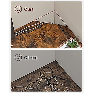 VASAGLE L-Shaped Computer Desk, Corner Desk, 54-Inch Writing Study Workstation, Rustic Brown and Black ULWD72X​