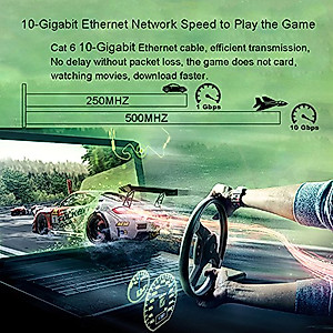 Cat 6 Ethernet Cable 35 ft Flat Black,Solid Cat6 High Speed Computer Wire with Clips & Rj45 Connectors for Router, Modem, Faster Than Cat5e/Cat5, (35ft, 1 Pack, Black)