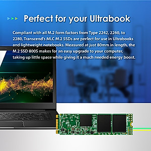 Transcend 256GB MTS800S M.2 2280 SATAIII SSD, Internal Solid State, Compatible with Laptop & PC Desktop, MLC - TS256GMTS800S