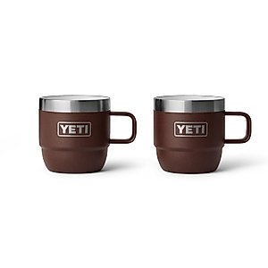 YETI Rambler 6 oz Stackable Mug, Stainless Steel, Vacuum Insulated Espresso/Coffee Mug, 2 Pack, Wetlands Brown