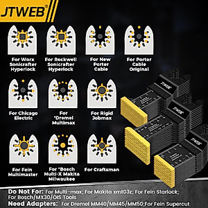 JTWEB 15PCS Titanium Oscillating Saw Blades, Multitool Blades Oscillating Tool Blade Metal Cutting for Wood Nails, Screws, Plastic, Multi Tool Blades Kits for Milwaukee Bosch Ryobi