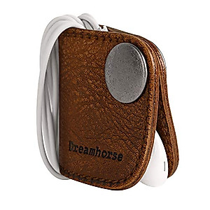 ELFRhino Earphone Organizer Genuine Leather Headphone Headset Earbuds Cord Wrap Winder Cord Manager Cable Winder Holder Keeper Manager Management(Coffee, Pack of 2)