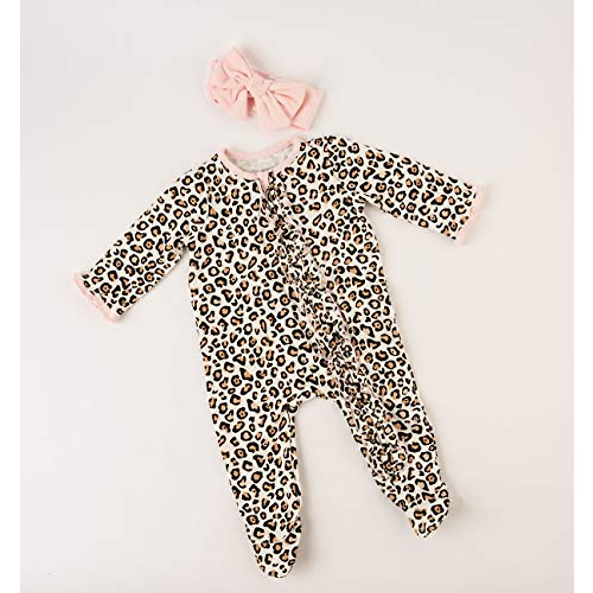 Mud Pie baby girls Mud Pie Leopard Headband Set, Multi, 0-3 Months and Toddler Sleepers, Multi, 3 Months US