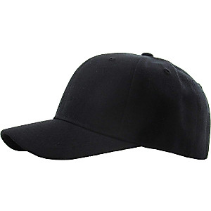 KBY-Fitted BLK (7 5/8) Plain Blank Curved Brim Fitted Baseball Cap Hat Unisex