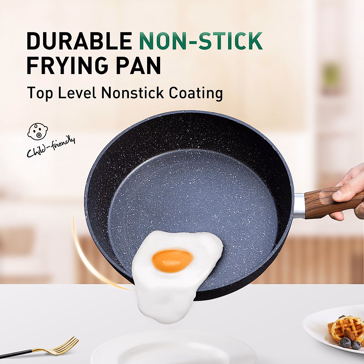 DishDelight Induction Pots and Pans Set Non Stick, 12 Piece Nonstick Kitchen Cookware Sets, Nonstick Granite Cooking Set Induction Pots and Pans, Induction Cookware Sets with Frying Pans, Black