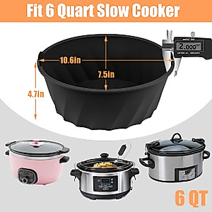 Amerbro Silicone Slow Cooker Liners fit Crock-Pot 6 Quart Oval Slow Cooker - Reusable & Leakproof Crock Pot Liner - Dishwasher Safe Crock Pockets (Black)