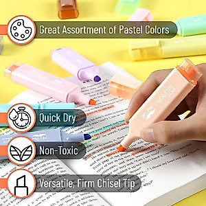 Mr. Pen- Pastel Highlighter, 8 pcs, Tank Style, Chisel Tip, Highlighters Pastel, Bible Highlighter, Aesthetic School Supplies, Cute School Supplies, Aesthetic Cute Highlighters, Highlighters No Bleed