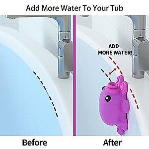 Bath Tub Overflow Drain Cover- Bathtub Drain Cover, Silicone Bathtub Overflow Cover with Suction Cup, Tub Overflow Drain Stopper Adds Inches of Water for Deeper Bath, Bathroom Accessories, Deep Pink