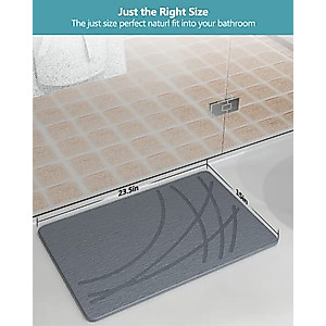 Stone Bath Mat , Diatomaceous Earth Shower Mat Nonslip Super Absorbent Quick Drying Bathroom Floor Mat for Kitchen Counter , Natural Bathroom Mat Stone Easy to Clean (23.7 x 15 .5inch)