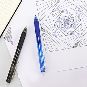 8 Pack Retractable Erasable Gel Pens Clicker Fine Point 0.7mm, Make Mistakes Disappear Comfort Grip for Drawing Writing Planner and School Supplies, Black and Blue Color Inks