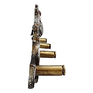 Ebros Gift Rustic Western Old World Dual Six Shooter Revolver Gun Pistols with Western Star 4 Pegs Coat Key Hat Leash Wall Hanging Bullet Ammo Shaped Hooks Country Decorative Organizer