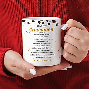 winorax Graduation Gifts Class of 2024 Personalized Graduation Coffee Mug With 11oz 15oz Travel Coffee Mugs Master Degree College Grad Congratulations Keepsake For Senior High School Student
