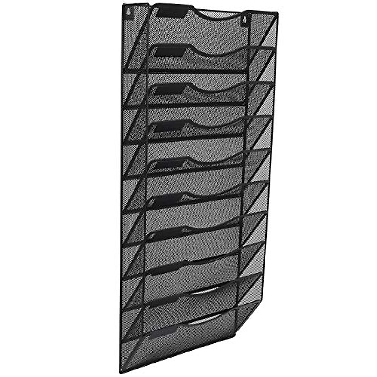EasyPAG 10 Tier Wall File Organizer Office Mesh Metal Hanging File Folder Holder Magazine Rack, Black