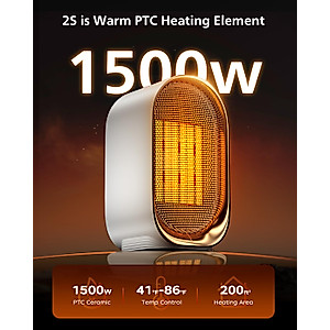 QQT Space Heater,1500W Mini Energy Efficient Space Heaters for Indoor Use,3-Speed Portable Heater Fan for Office with Adjustable,Triple Protection,Suitable for Bedroom, Office and Indoor Use(White)