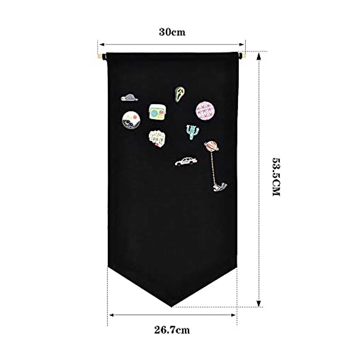 Wall Hanging Brooch Jewelry Storage Case Canvas Display Stand Enamel Pin Display Banner Holder Earrings Necklace Glitter Pin Collection Organizer (Black)