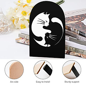 Yin Yang Lucky Cat Bookends Heavy Duty Book Stand 1 Pair for Home Office Shelves Decorative