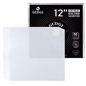 GUDGI Vinyl Record Outer Sleeves, 12" Clear 2 Mil Thick Protective LP Outer Sleeves Wrinkle Free Vinyl Record Sleeves to Protect Your LP Collection
