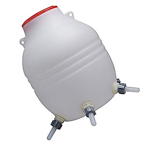 Cabilock Plastic White Water Feeder Bucket with Nipple for Cattle Horse Goat Sheep Dog Farm Animals Pet Livestock Water Dispenser Tool 30X48CM
